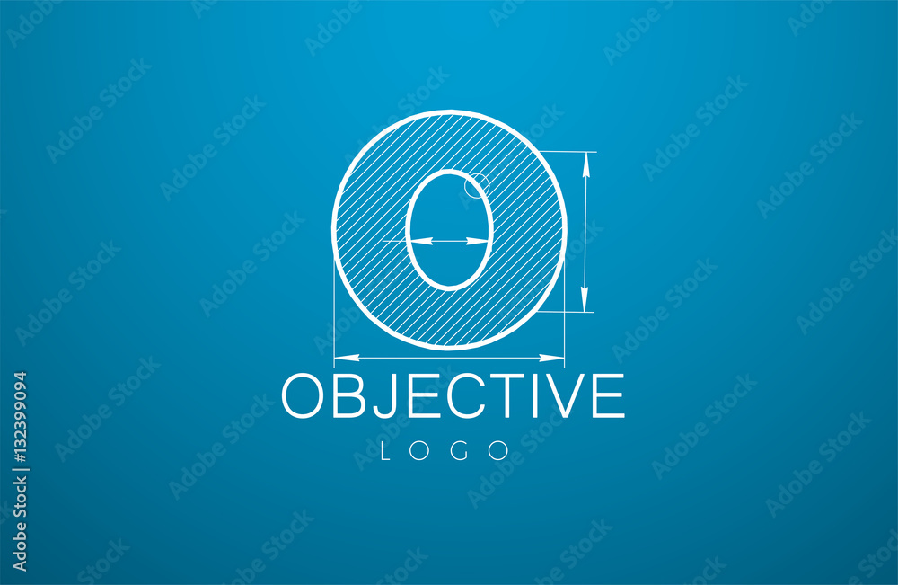 ogo template letter "O" in the style of a technical drawing. Stock ...