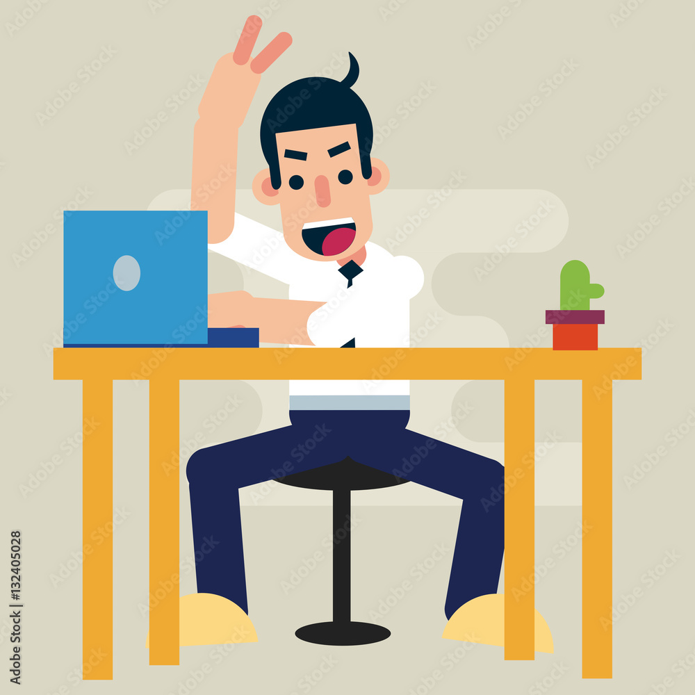 Happy easy work in office. Stock Vector | Adobe Stock