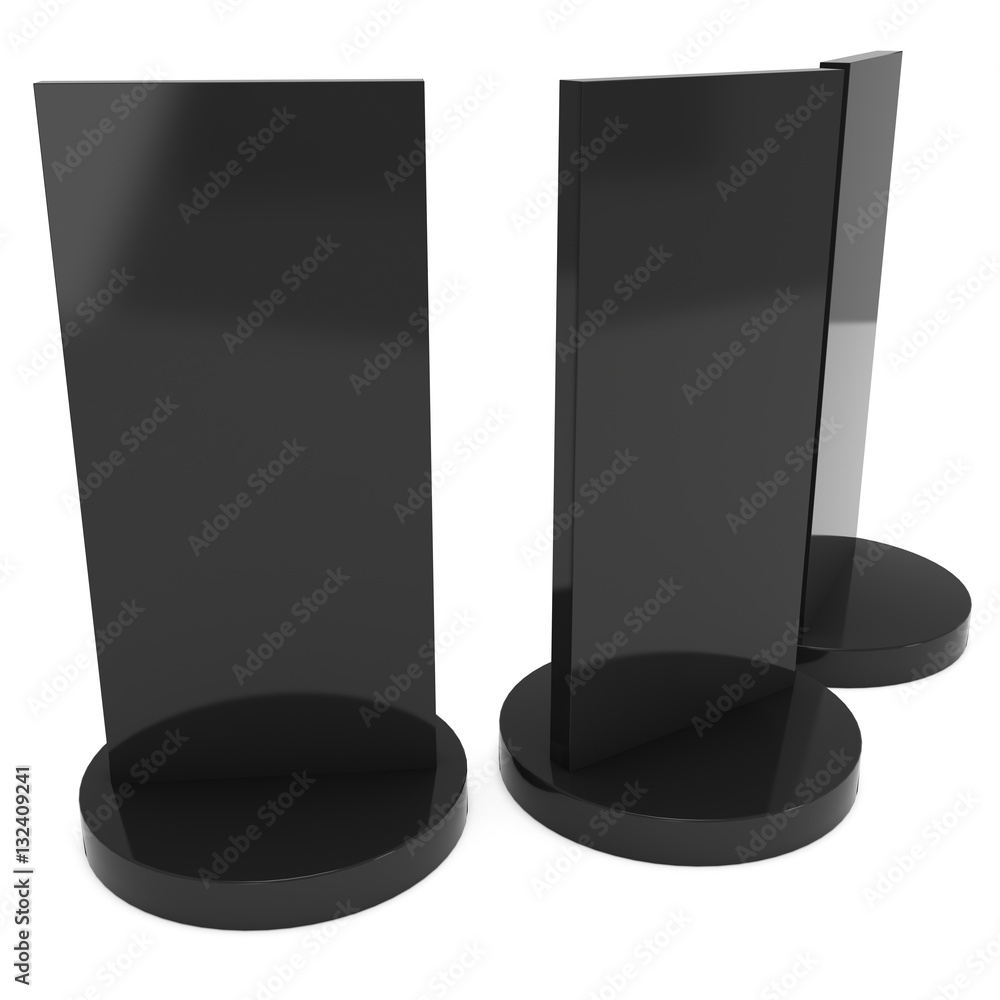 LCD Screen Stand. Black Trade Show Booth Group. 3d render of lcd screen ...