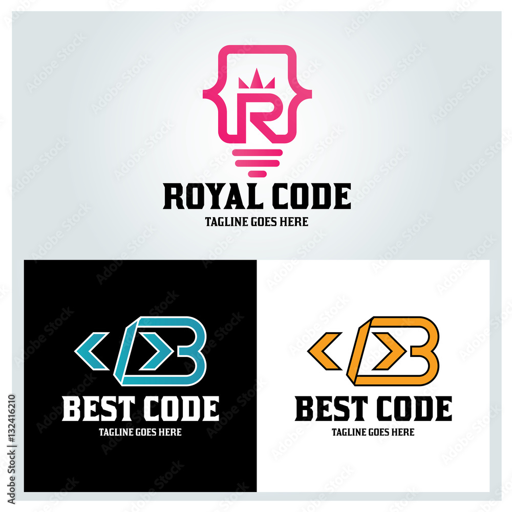 Vetor do Stock: Royal code logo design template ,Best code logo design ...