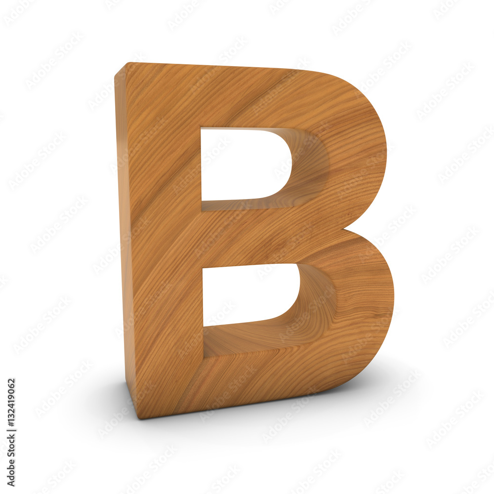 Wooden Letter B Isolated on White with Shadows 3D Illustration Stock ...