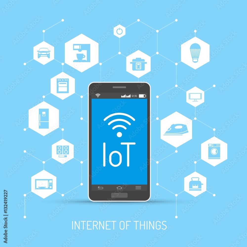 Internet of Things vector concept illustration in flat design Stock ...