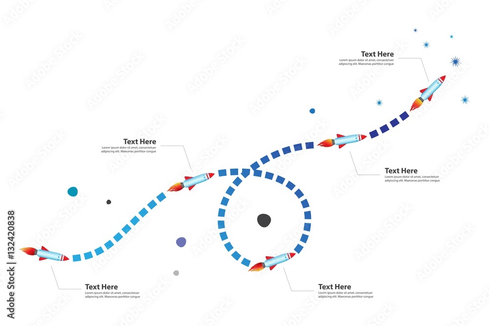 Startup - Route to Success. Rocket path Timeline. Vector infographics ...