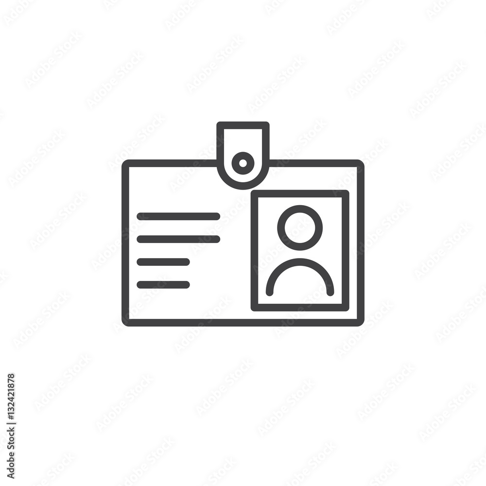 Id badge line icon, Identification card outline vector sign, linear ...