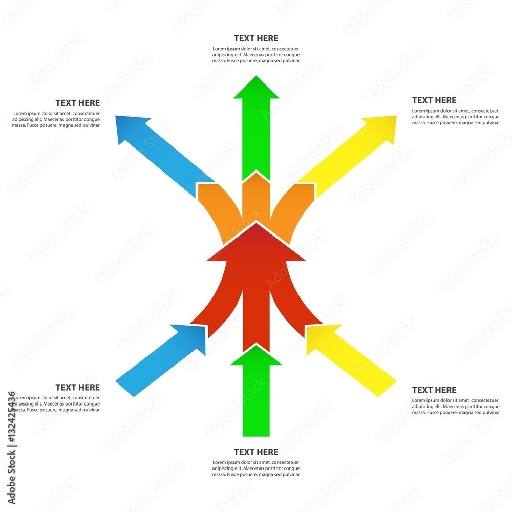 Converging and Diverging vertical arrows, isolated on white background ...