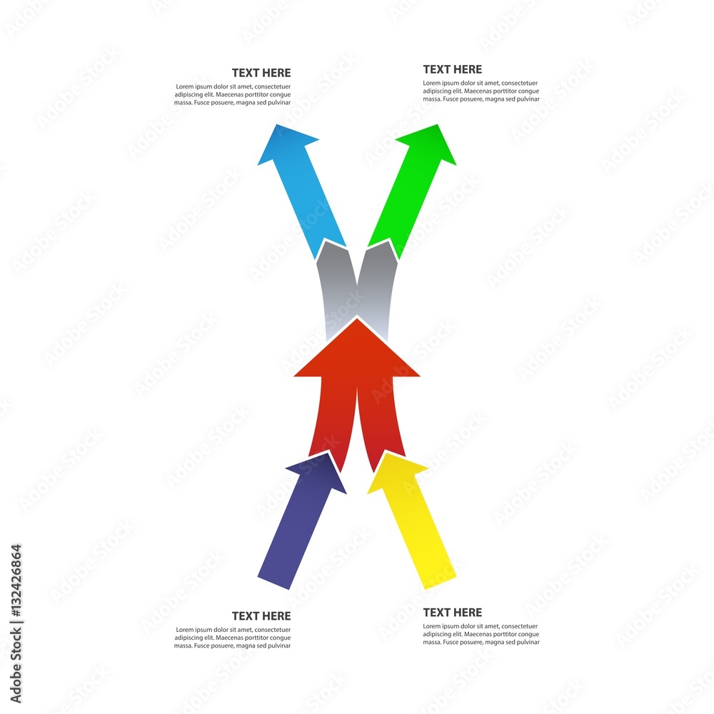 Vecteur Stock Converging and Diverging arrows, isolated on white ...