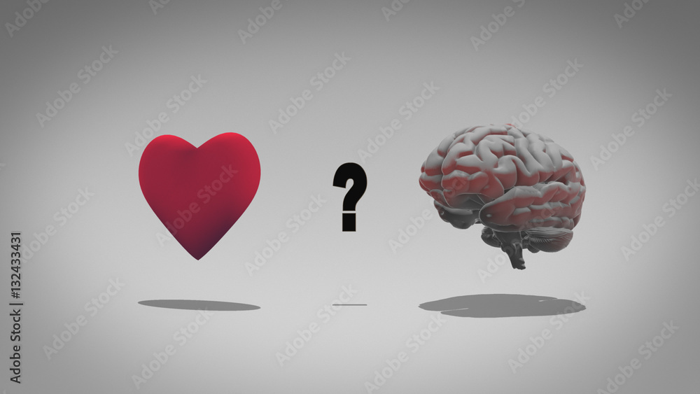 Heart versus head - emotion over logic in a 3D illustration Stock ...