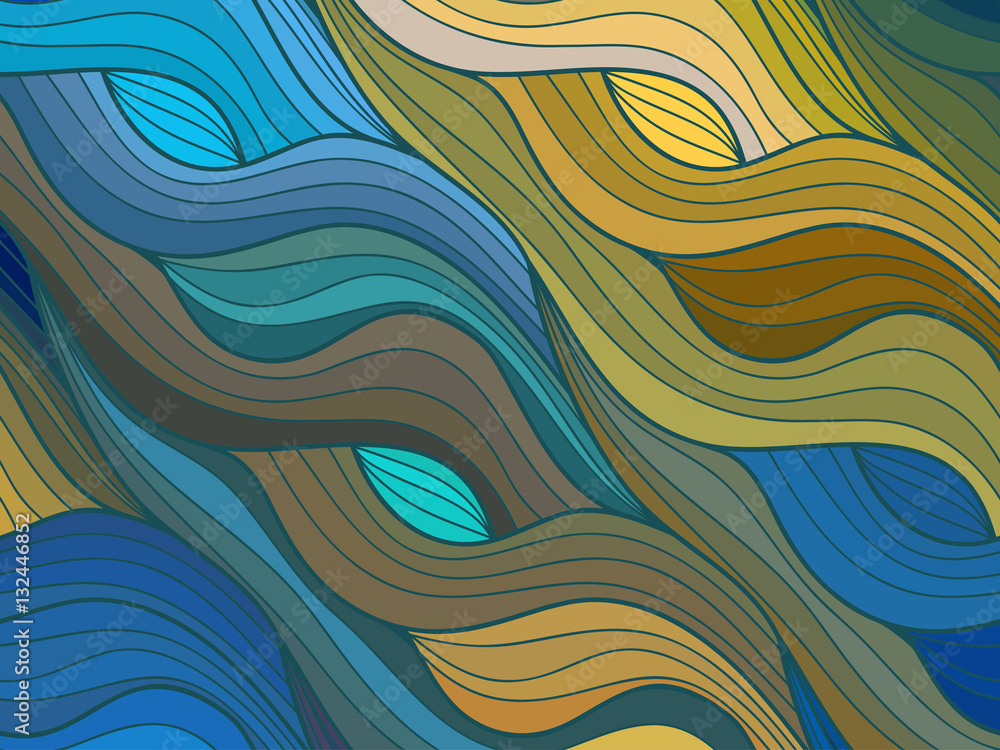 Vector wave background of doodle hand drawn lines Stock Vector | Adobe ...