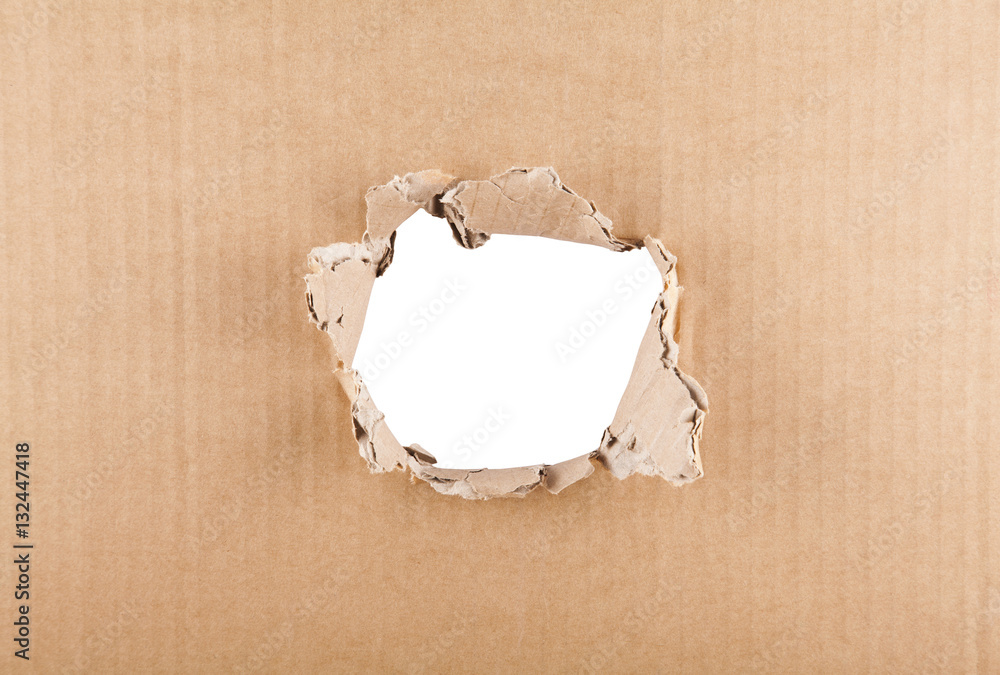 Ripped hole in cardboard on white background with clipping path Stock ...