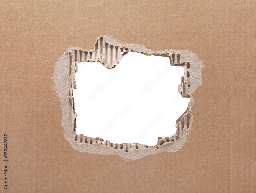 Ripped hole in cardboard on white background with clipping path Stock ...