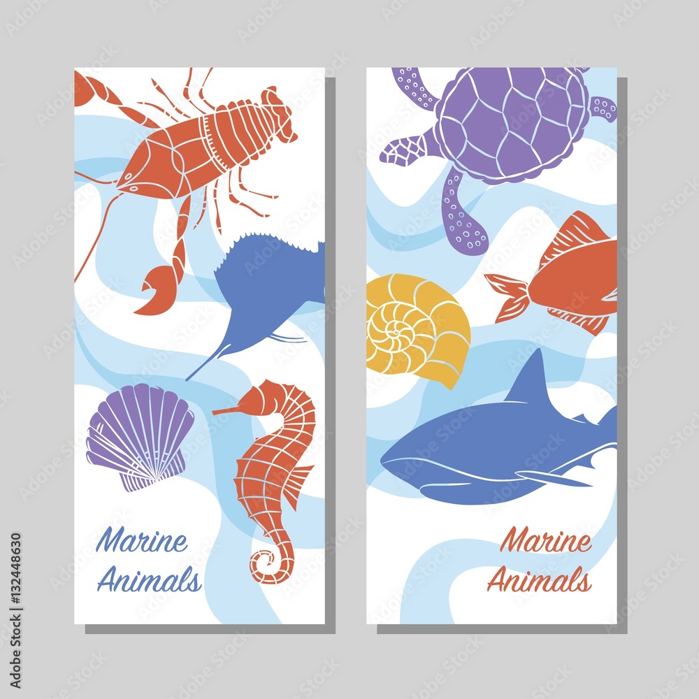 universal cards with pictures of exotic marine animals. creative ...