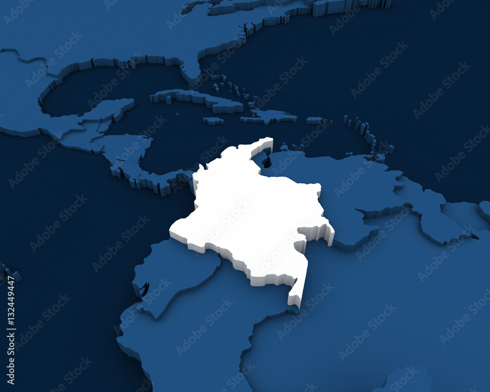 colombia map 3D illustration Stock Photo | Adobe Stock