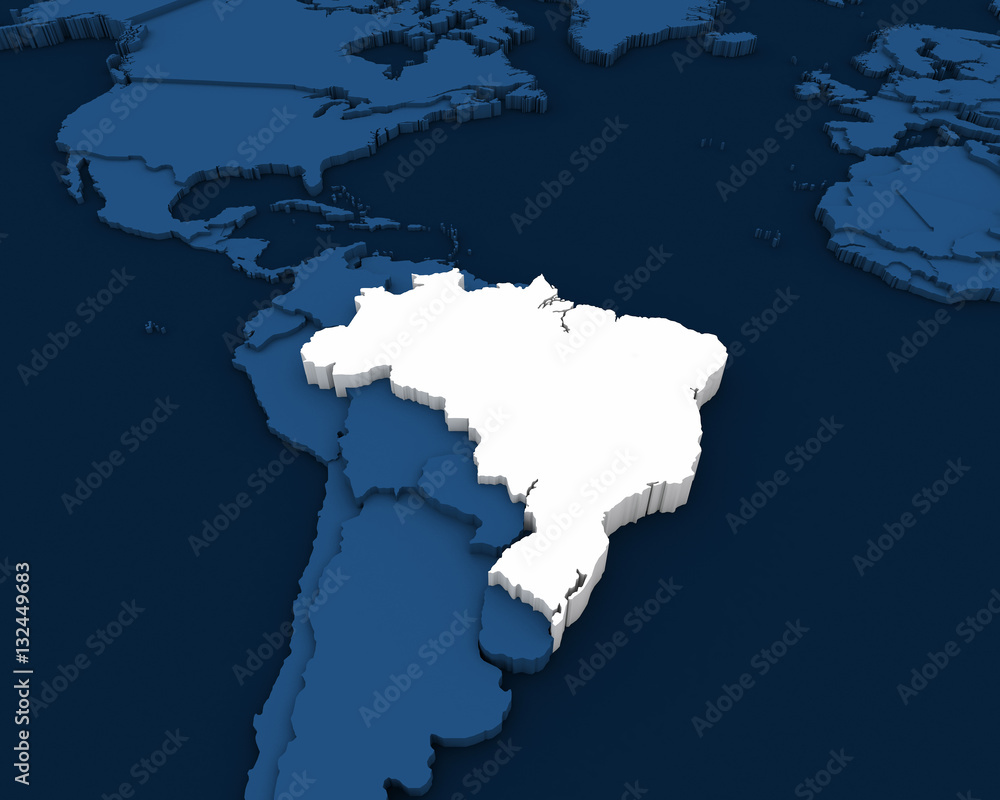 brazil map 3D illustration Stock Photo | Adobe Stock