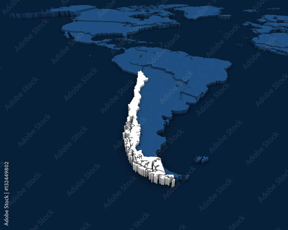 chile map 3D illustration foto de Stock | Adobe Stock