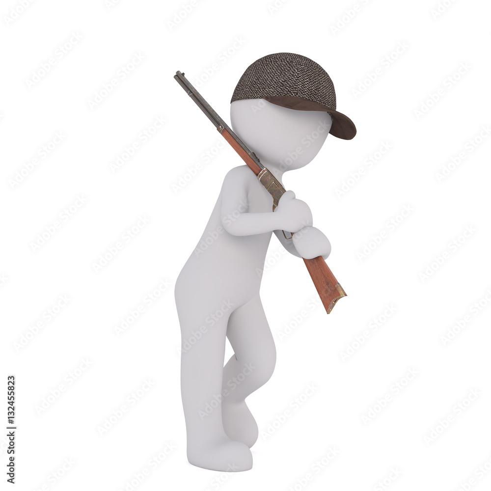 Cartoon Hunter Carrying Rifle Over Shoulder Stock Photo | Adobe Stock