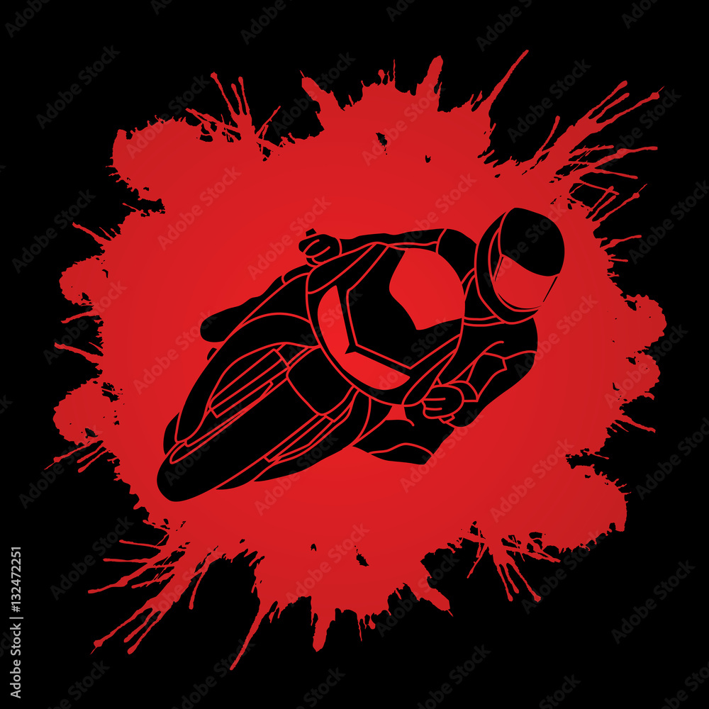 Motorcycle racing designed on splatter blood background graphic vector ...