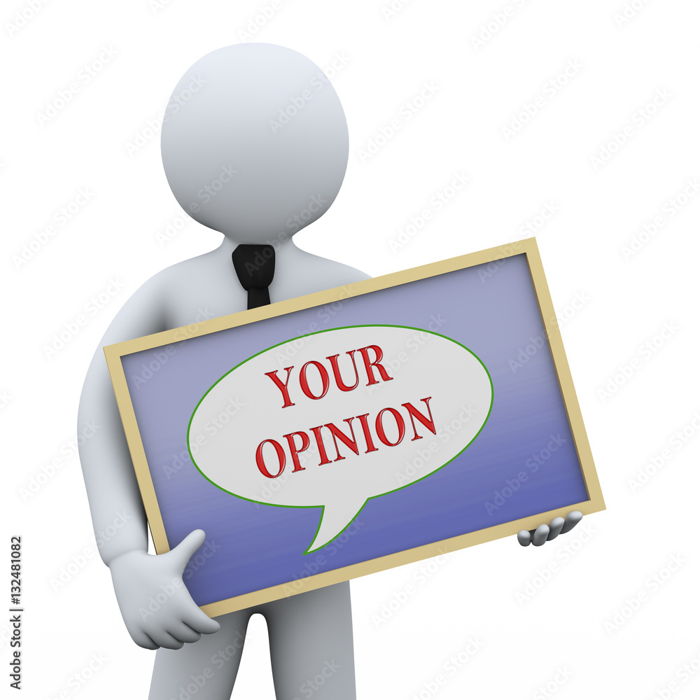 3d man holding your opinion board Stock Illustration | Adobe Stock