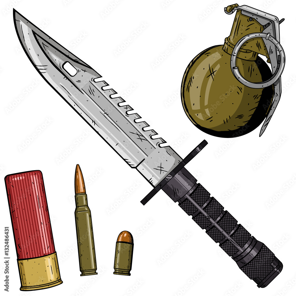 Cartoon weapons set over white background. USA weapon set. Stock Vector ...