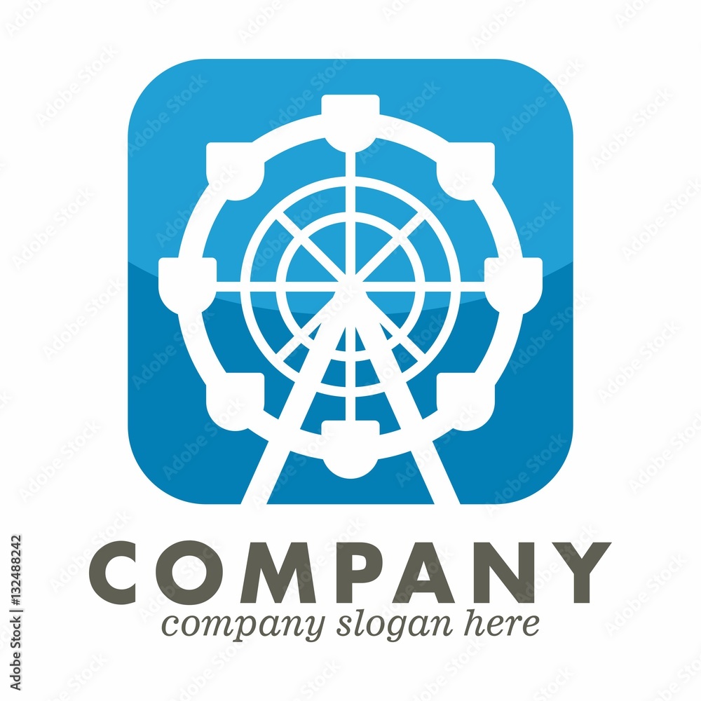 Ferris Wheel logo icon vector Template Stock Vector | Adobe Stock
