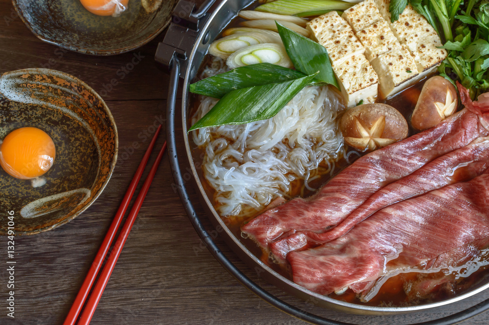 Sukiyaki is a Japanese dish that is prepared and served in the nabemono ...