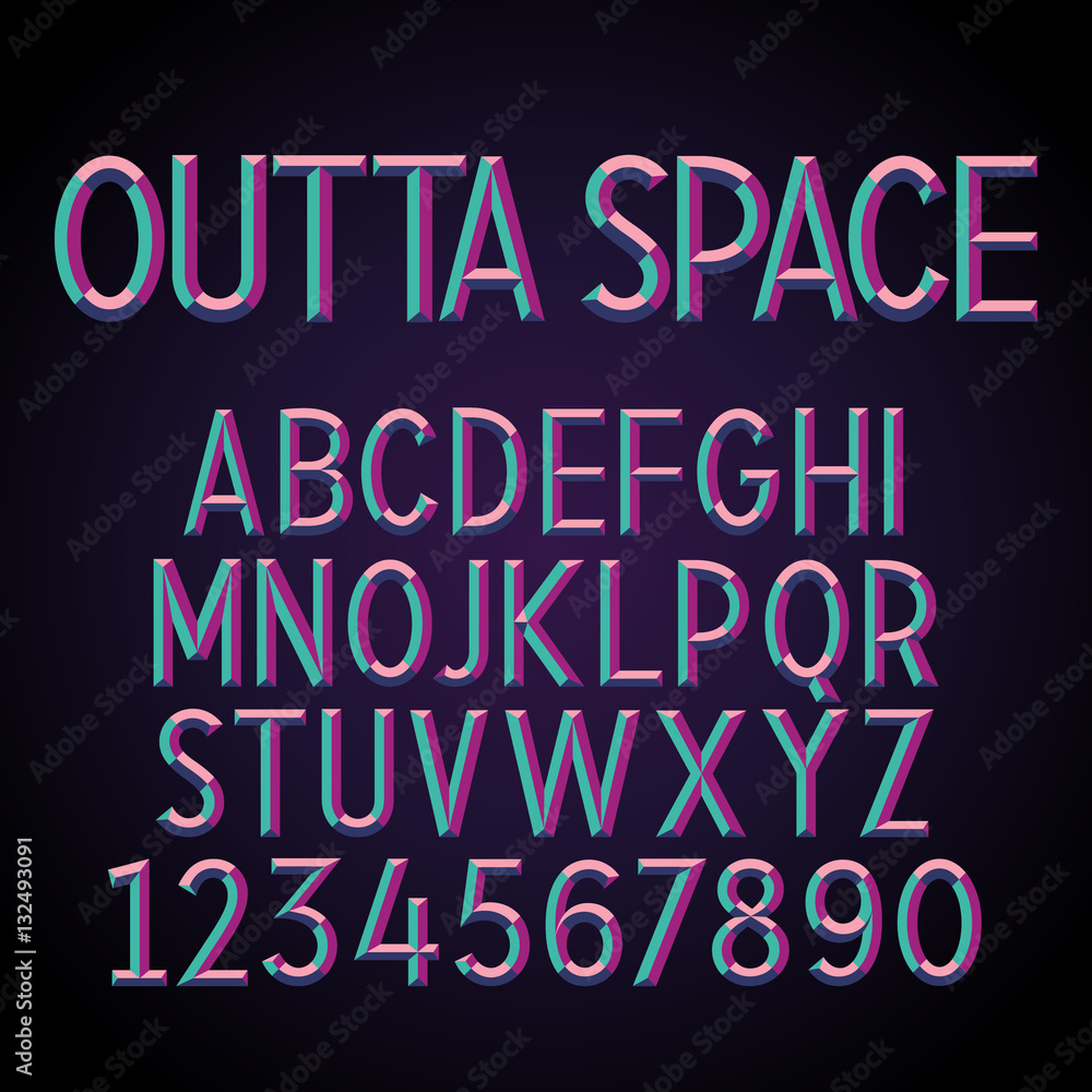 Embossed Stereo Font. Vector alphabet with 3D effect Stock Vector ...