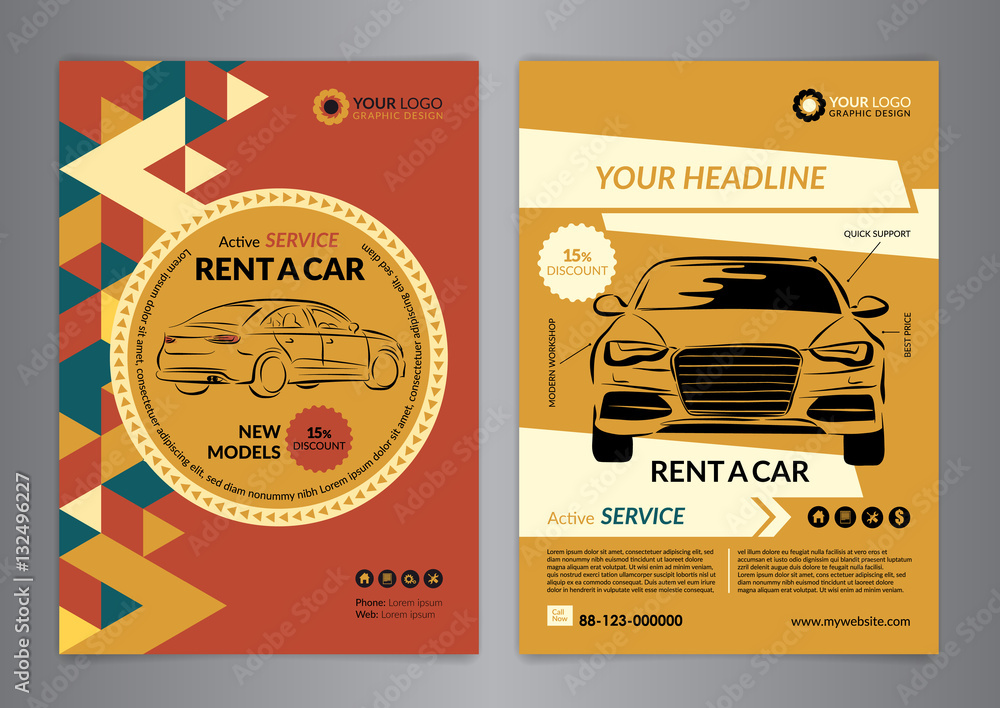 Rent a car business flyer template. Auto service Brochure templates ...