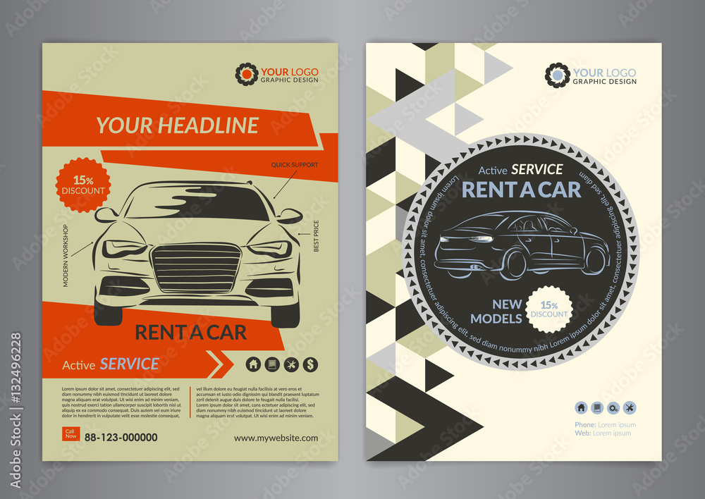 Rent a car business flyer template. Auto service Brochure templates ...