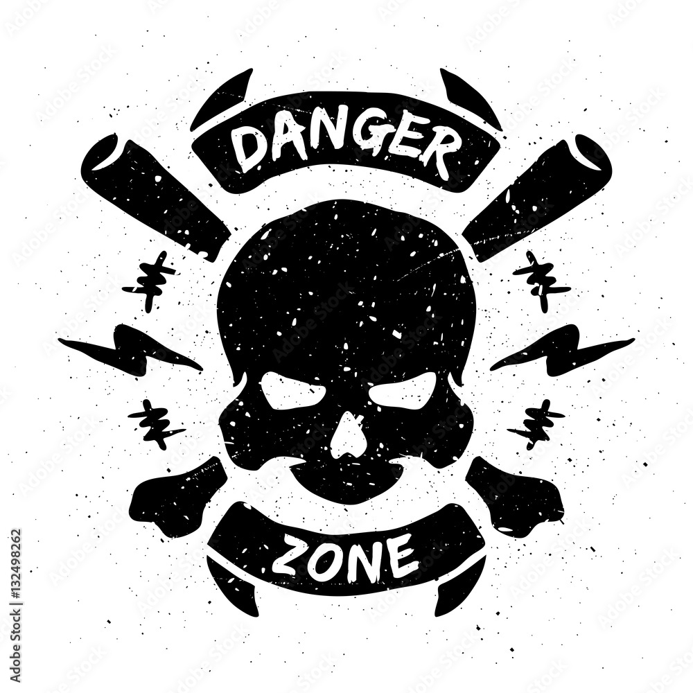 Danger zone, emblem in grunge style. Stock Vector | Adobe Stock