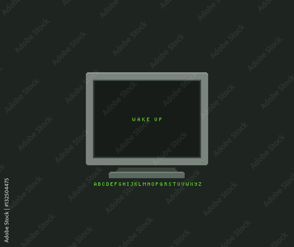 Pixel Art Monitor Stock Vector | Adobe Stock