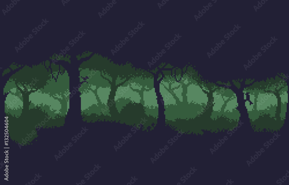 Pixel Art Forest Stock Vector | Adobe Stock