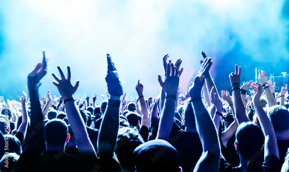 Stockfoto Jubelndes Konzertpublikum beim Rock-Konzert | Adobe Stock