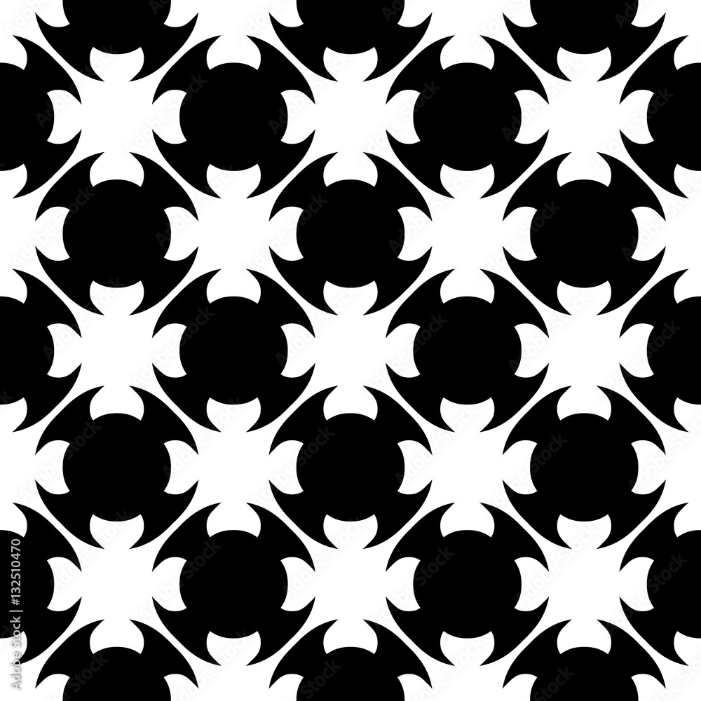 Vector Monochrome Seamless Pattern Abstract Black And White Geometric