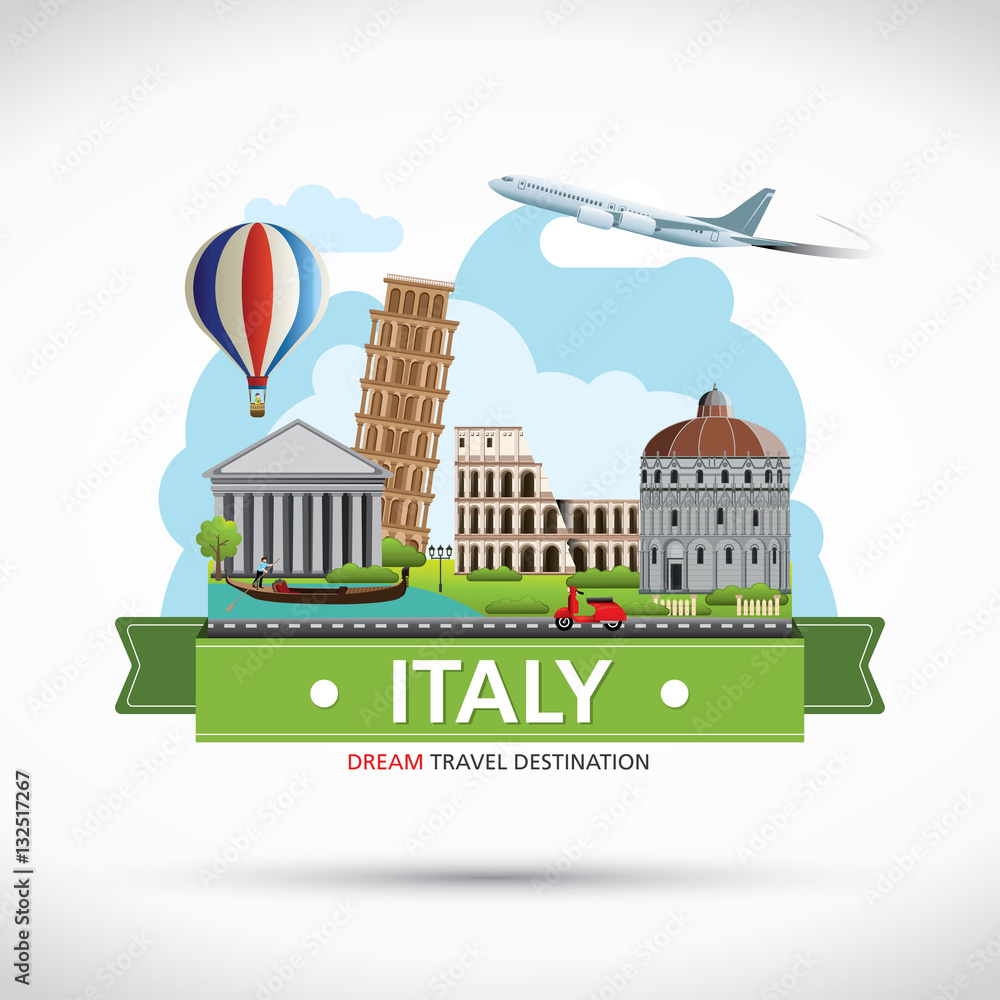 Italy Travel destination concept, Travel design templates collection ...
