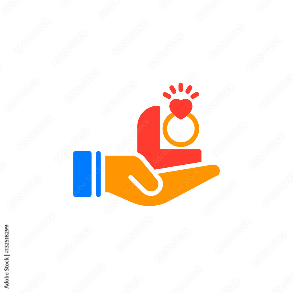 Hand holding engagement ring icon vector, filled flat sign, solid ...