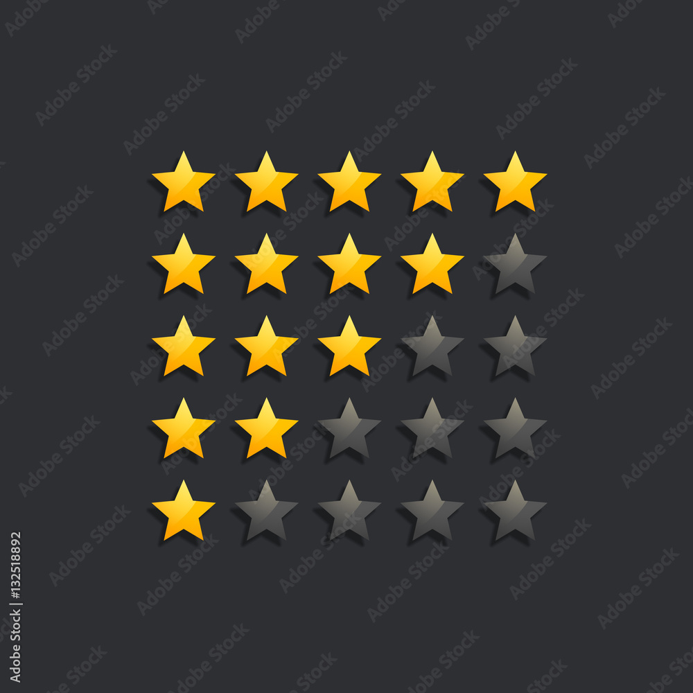 star ranking rating symbols in dark theme Stock Vector | Adobe Stock