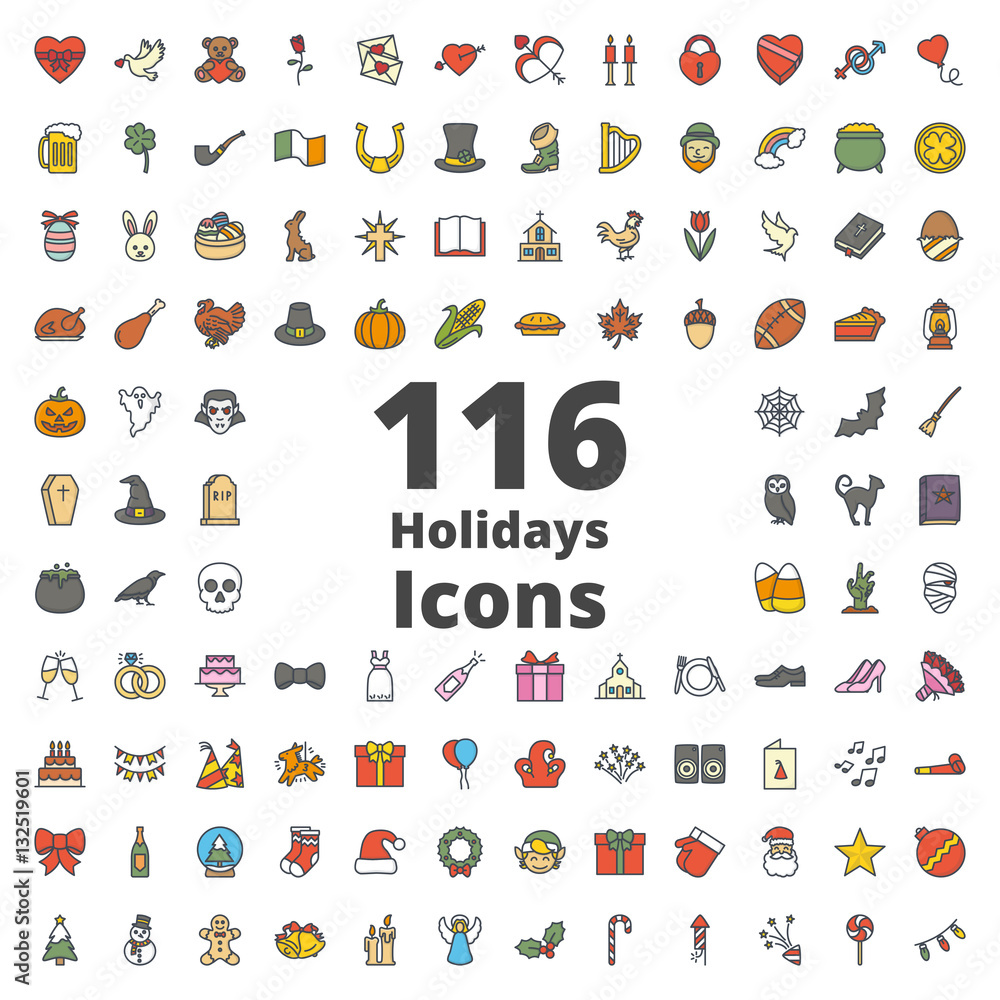 Holidays Icon Colored Stock Vector | Adobe Stock