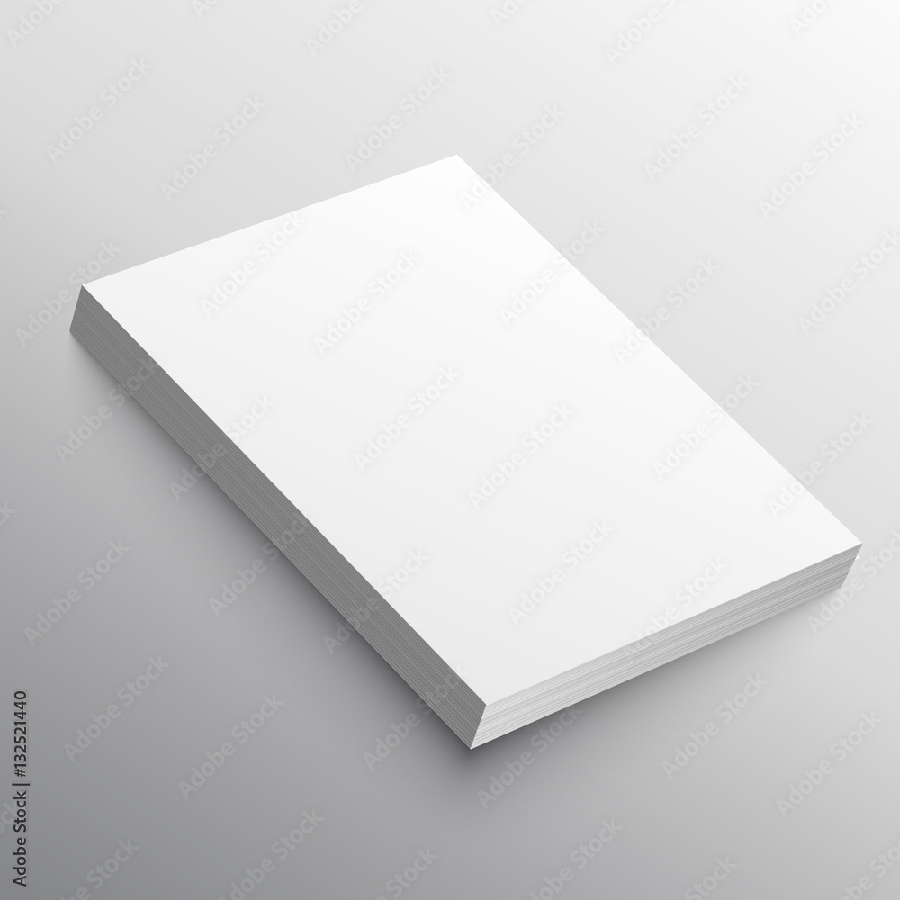 a4 paper stack mockup in 3d style Stock Vector | Adobe Stock