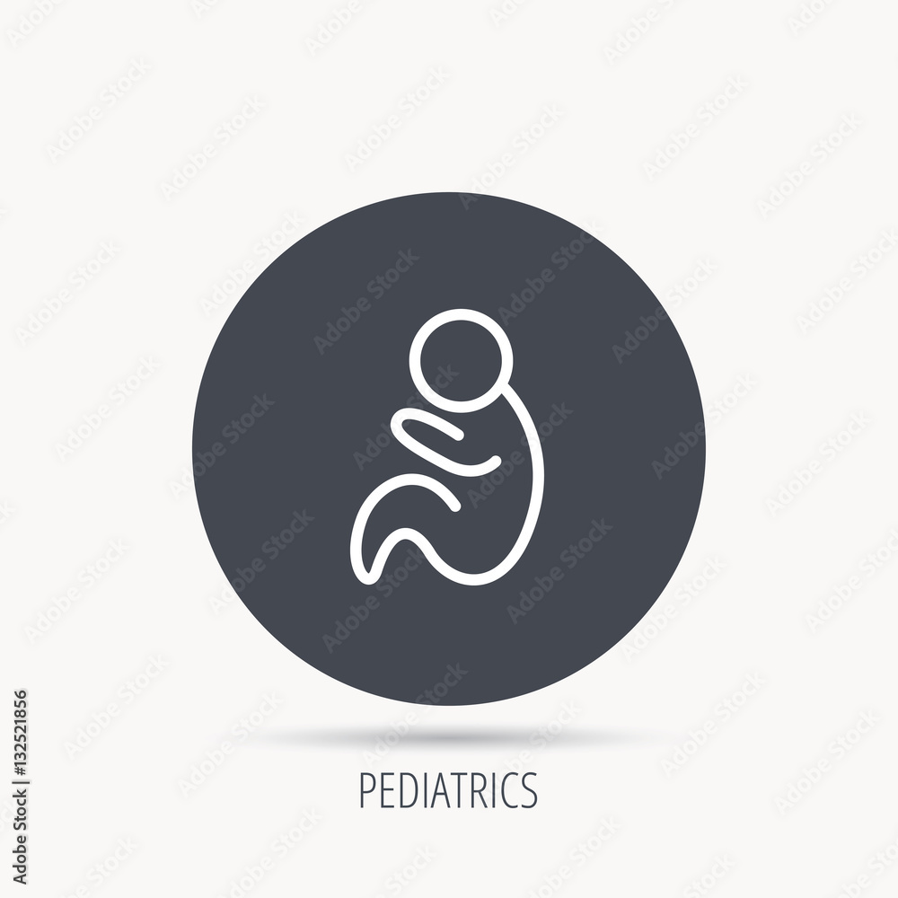 Baby infant icon. Pediatrics sign. Newborn child symbol. Round web ...