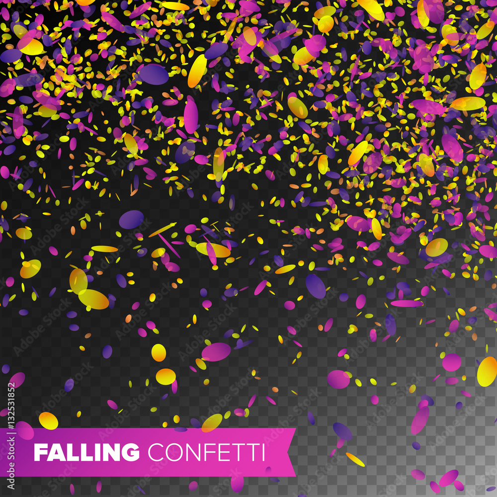 Confetti Falling Vector. Bright Explosion Isolated On Transparent ...