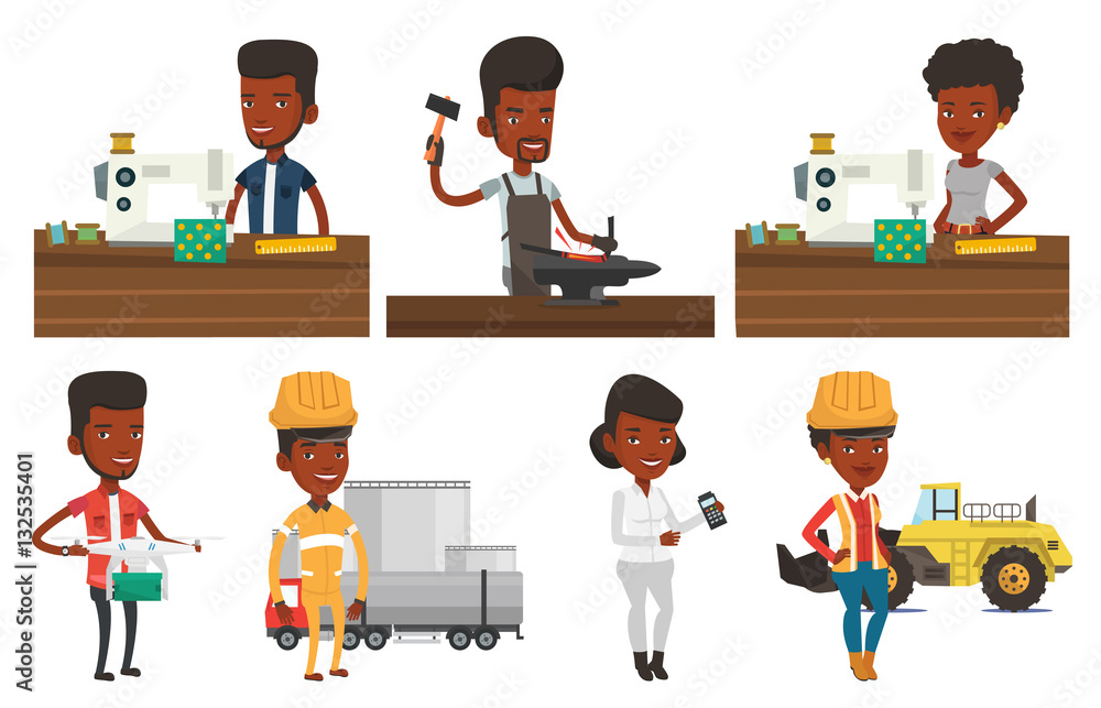 Vector set of industrial workers. Stock Vector | Adobe Stock