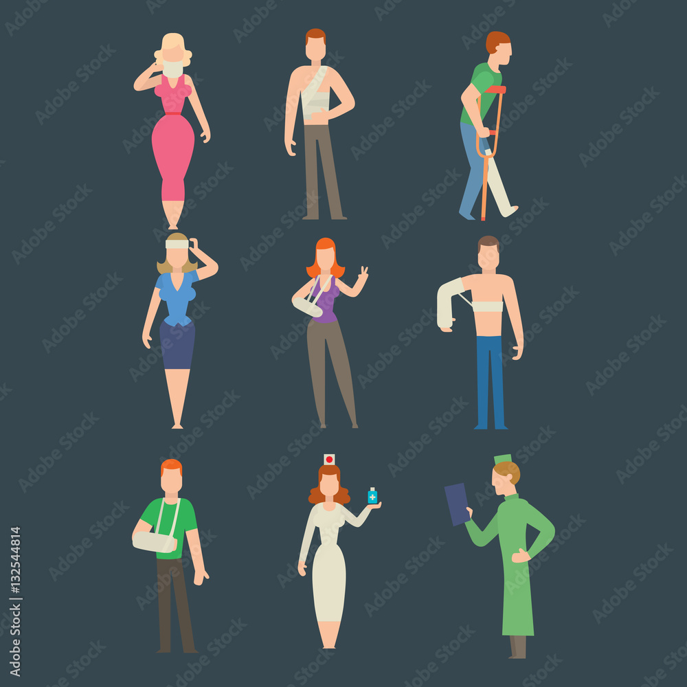 Trauma accident and human body safety vector people silhouette Stock ...