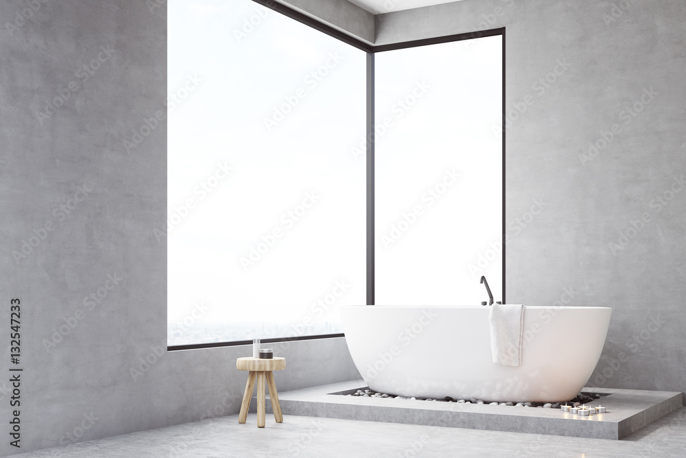Corner of bathroom with rectangular window Stock-Illustration | Adobe Stock