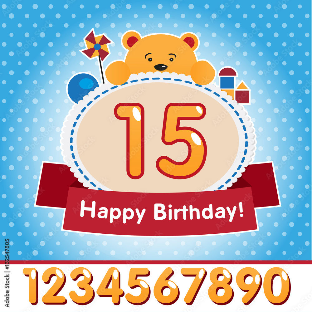 Happy Birthday card design with a numbers. Stock Vector | Adobe Stock