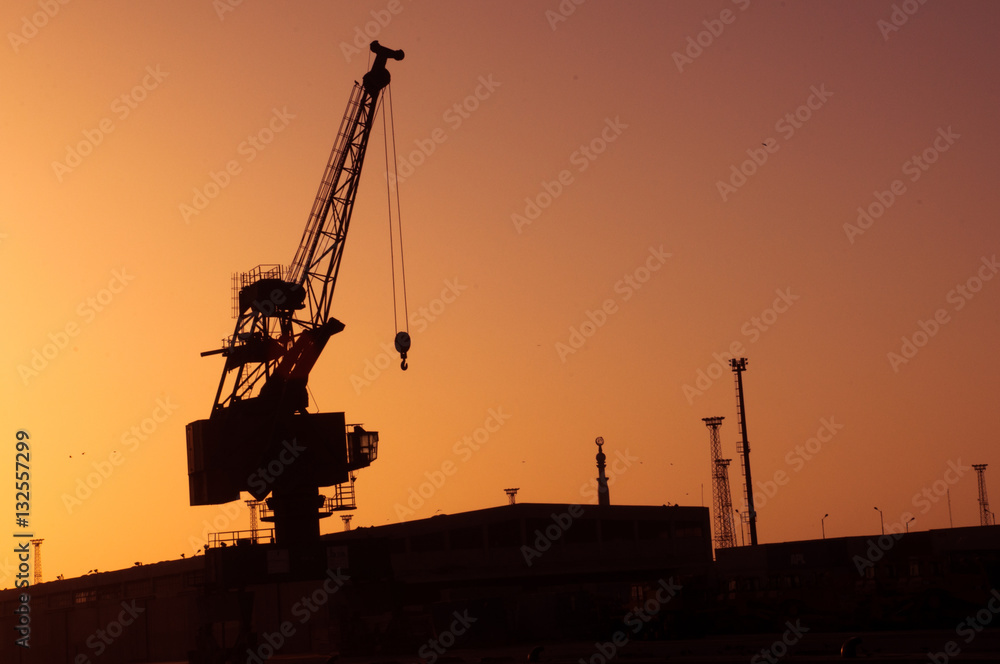 crane sunset Stock Photo | Adobe Stock