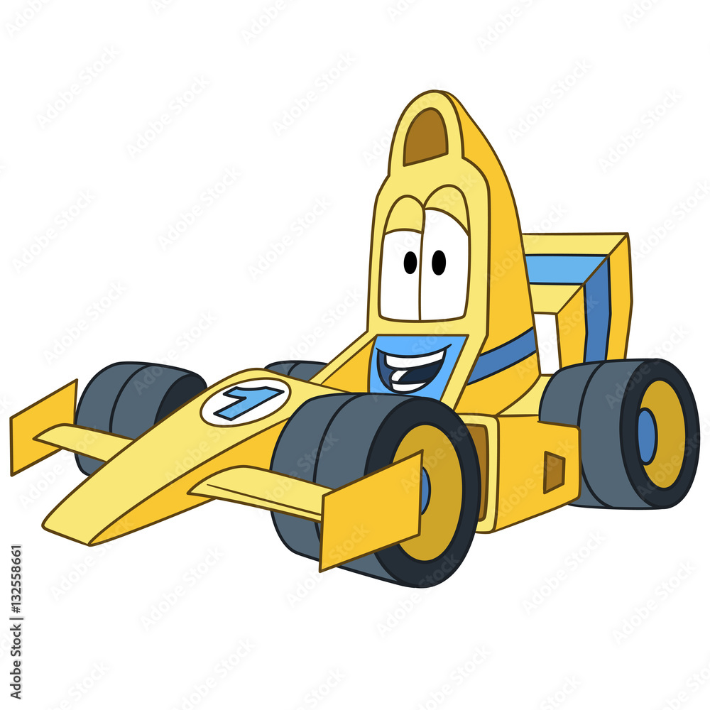 Cartoon vehicle transport. High speed racing car in formula 1 ...