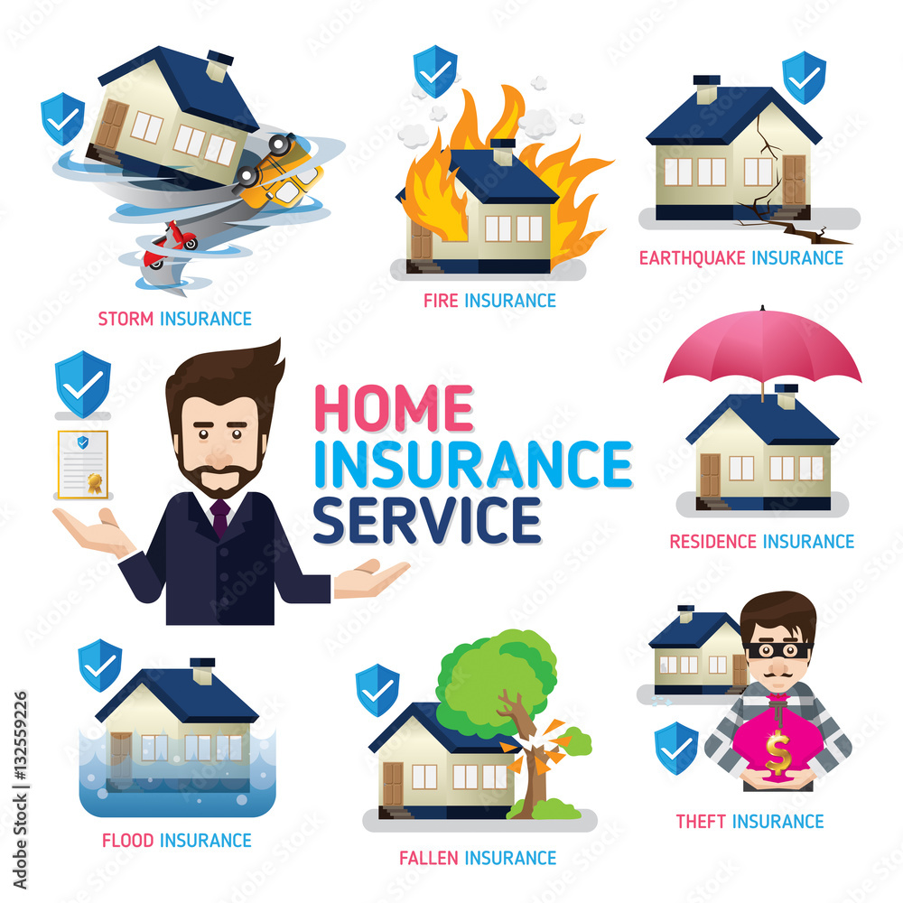 Home insurance business service icons template. Can be used for ...