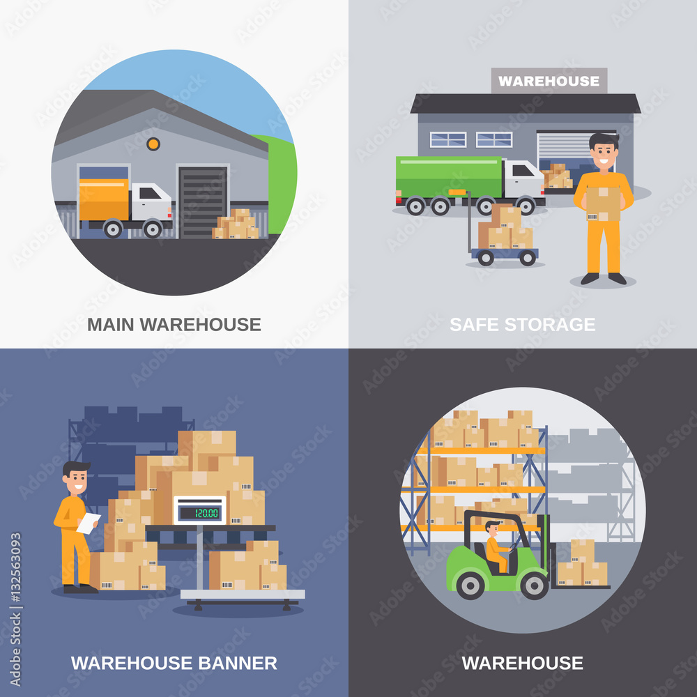 warehouse 2x2 flat design concept Stock Vector | Adobe Stock