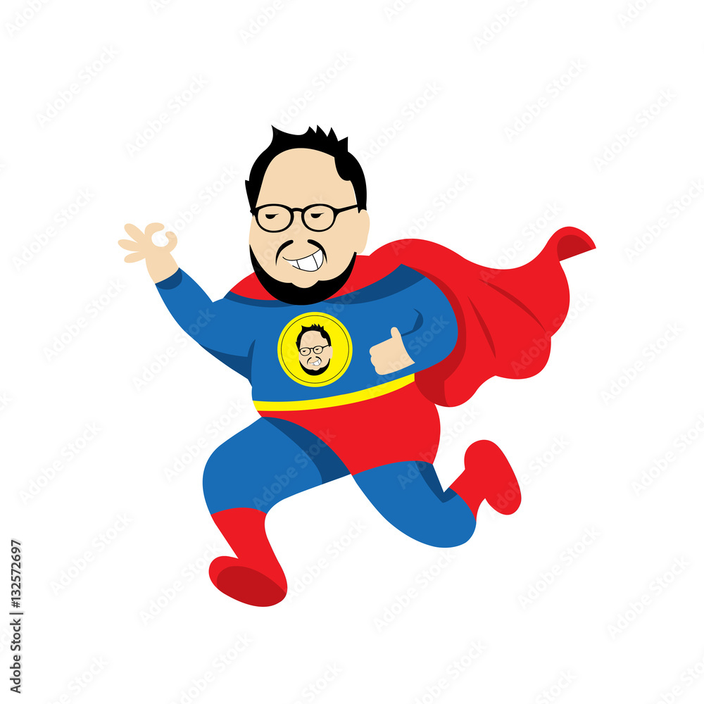 fat man super hero vector cartoon Stock Vector | Adobe Stock