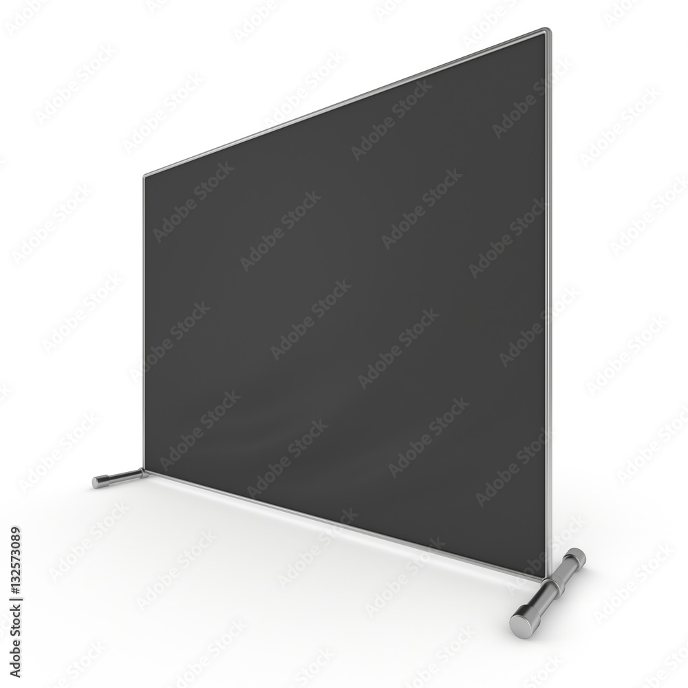 Billet press wall with black screen chroma key banner. Mobile trade ...