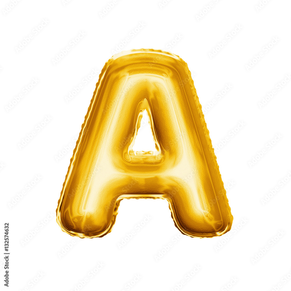 Balloon letter A 3D golden foil realistic alphabet Stock Photo | Adobe ...